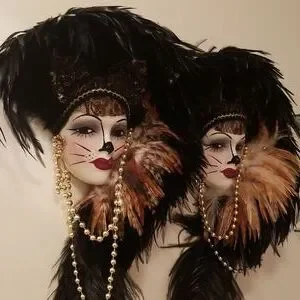 on sale and clearance 2.3ct UNIQUE CREATIONS CERAMIC CAT FACES